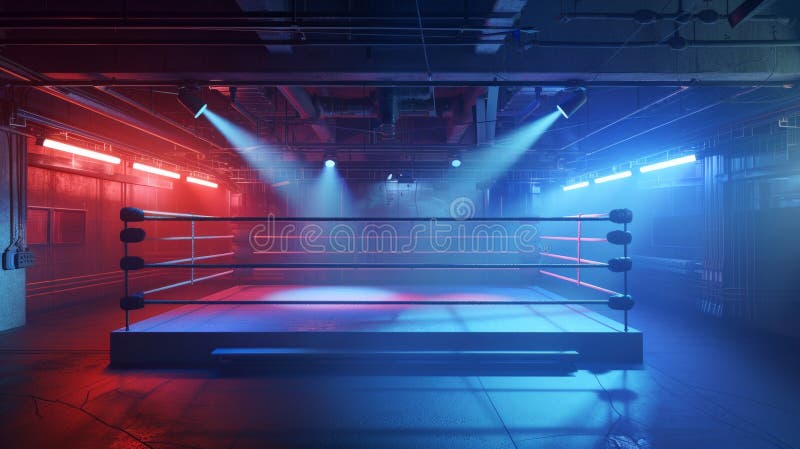 Boxing Ring Stands Illuminated Under a Dramatic Spotlight, Ready for ...