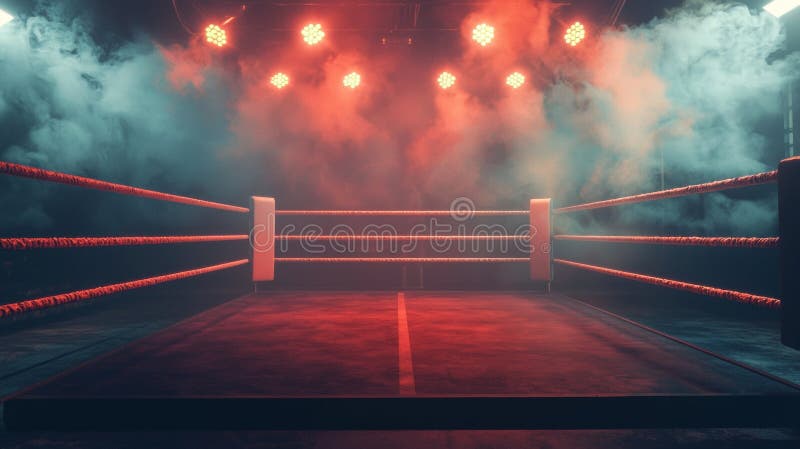 Boxing Ring Stands Ready for Battle Drenched in Dramatic Light and ...