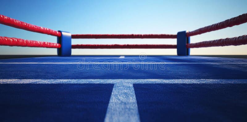 Boxing Ring Stands Ready Under Blue Sky, Competition Theme Stock ...