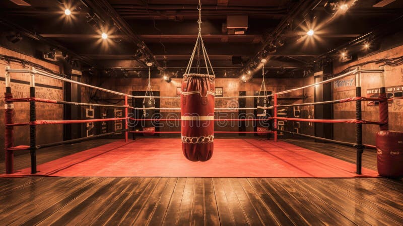 Boxing Ring Surrounded by Ropes and Corner Stools. Generative AI Stock ...