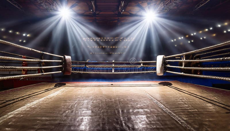 A Boxing Ring with Two Empty Gloves and a Ring Mat Stock Illustration ...