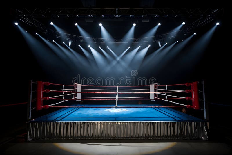 Boxing Ring Under Spotlights Professional Setup, Intense Atmosphere ...