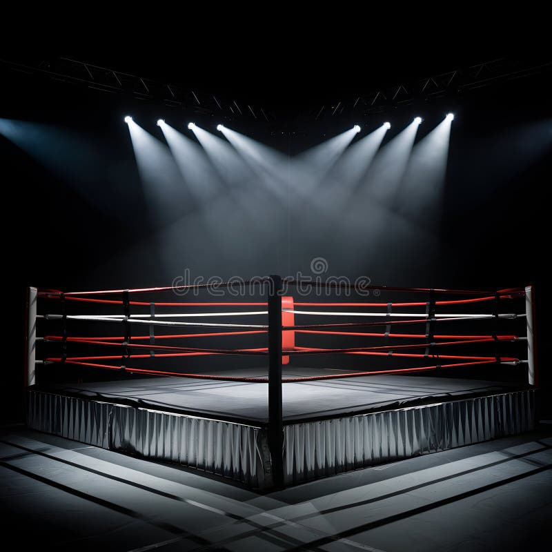 Boxing Ring Under Spotlights Professional Setup, Intense Atmosphere ...