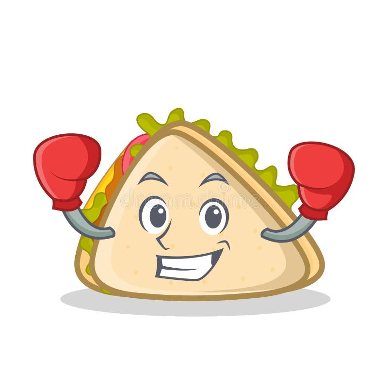 Boxing Sandwich Character Cartoon Style Stock Vector - Illustration of ...