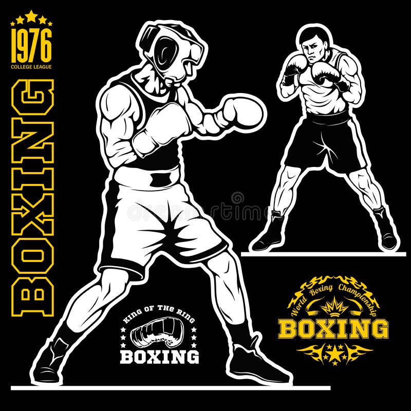 Boxing Set - Boxers, Emblems, Labels, Badges, Logos and Designed ...