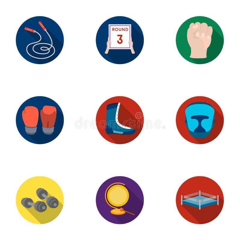 Boxing Set Icons in Flat Style. Big Collection of Boxing Vector Symbol ...