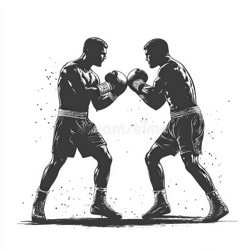 Boxing Silhouette , Black and White Illustration Isolated on White ...
