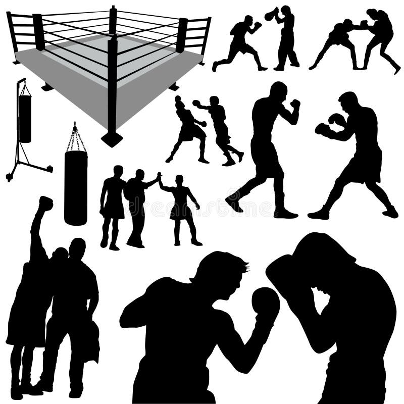 Boxing silhouettes stock vector. Illustration of sparring - 8617478