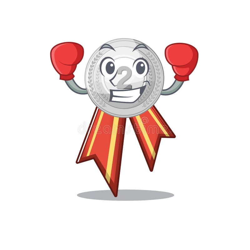 Boxing Silver Medal with the Shape Cartoon Stock Vector - Illustration ...