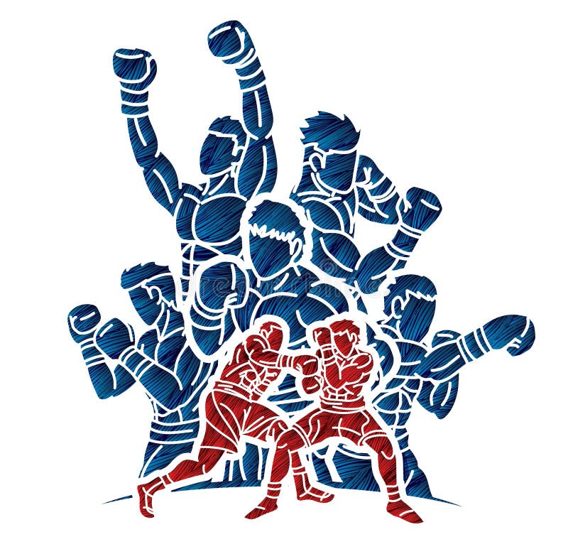 Boxing Sport Group of Boxer Mix Action Cartoon Graphic Stock Vector ...