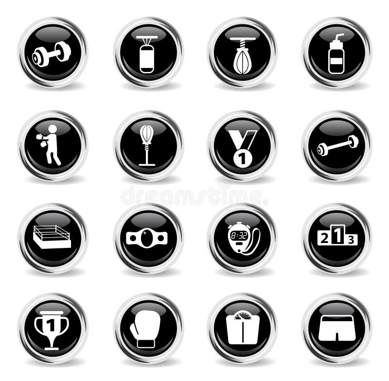 Boxing icon set stock vector. Illustration of bottle - 126317219