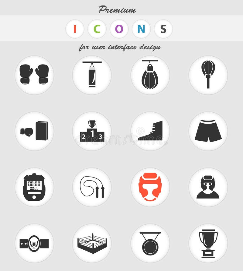 Boxing icon set stock vector. Illustration of watch - 122946281