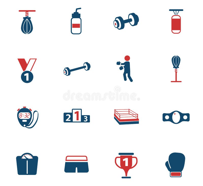 Boxing color icon set stock vector. Illustration of glove - 121795774