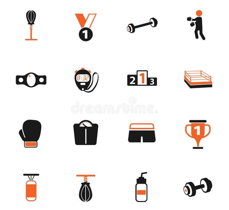 Boxing color icon set stock vector. Illustration of punching - 123431759