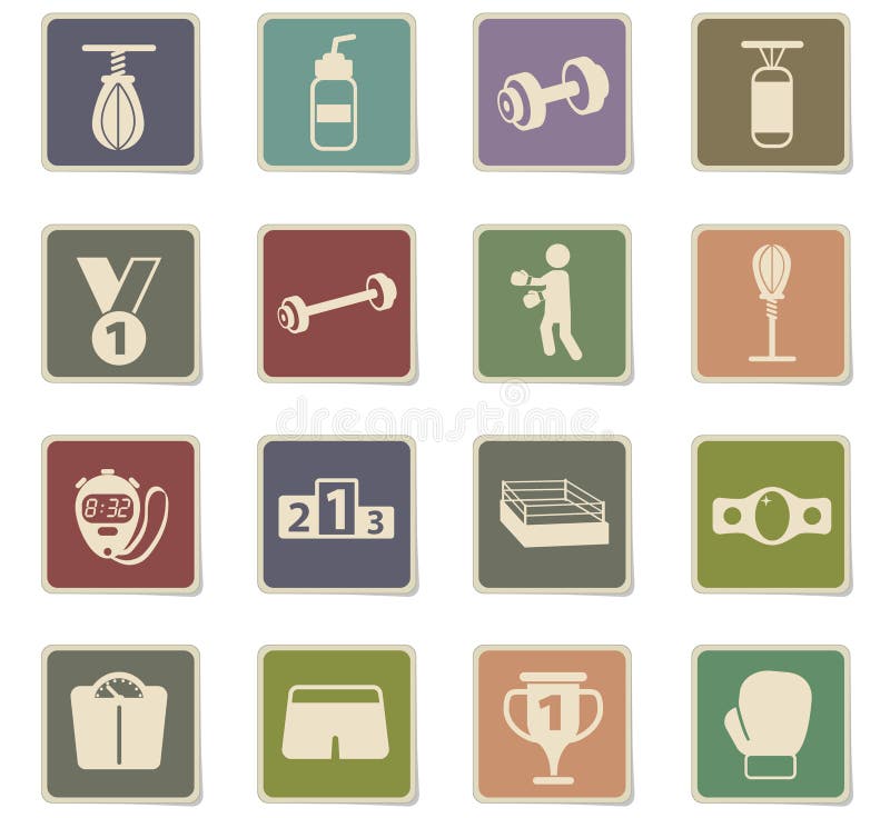 Boxing icon set stock vector. Illustration of sticker - 121958237