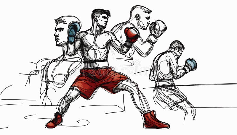 Boxing. Vector Illustration of a Different Facets of a Boxer in a Fight ...