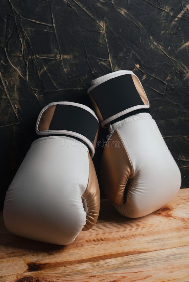 Boxing White Gloves and a Wooden Table Stock Photo - Image of boxing ...