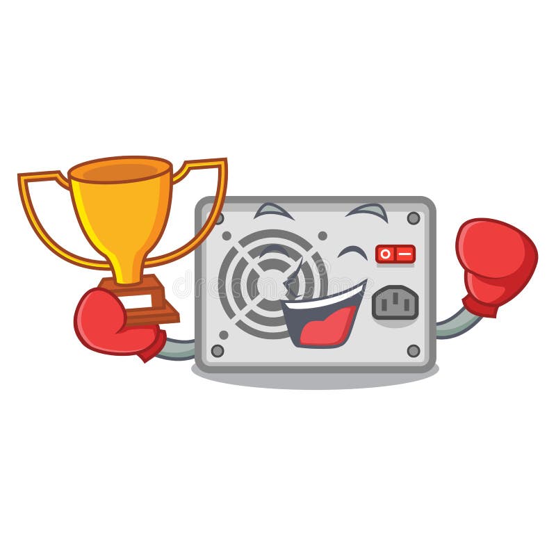Boxing Winner Cartoon Power Supply on the Computer Stock Vector ...