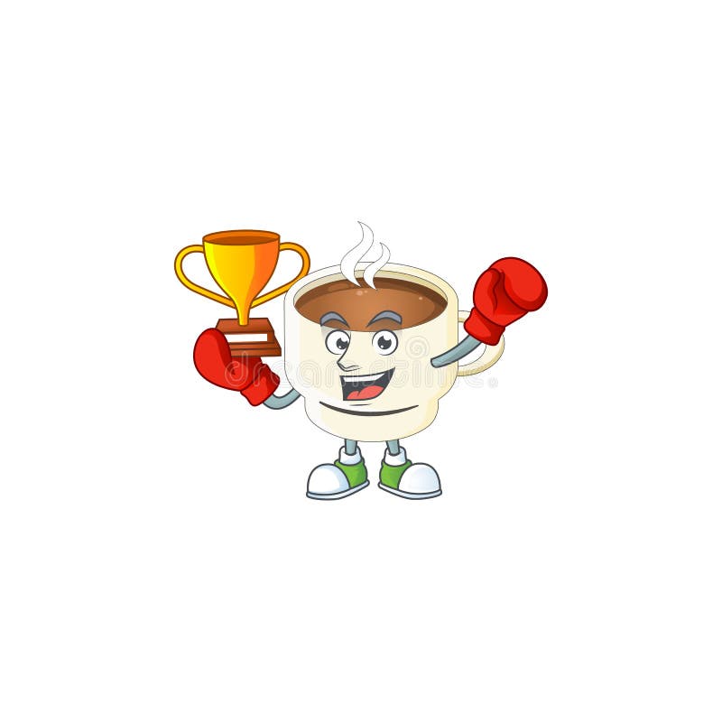 Boxing Winner Cup Coffee Cartoon on White Background Stock Vector ...