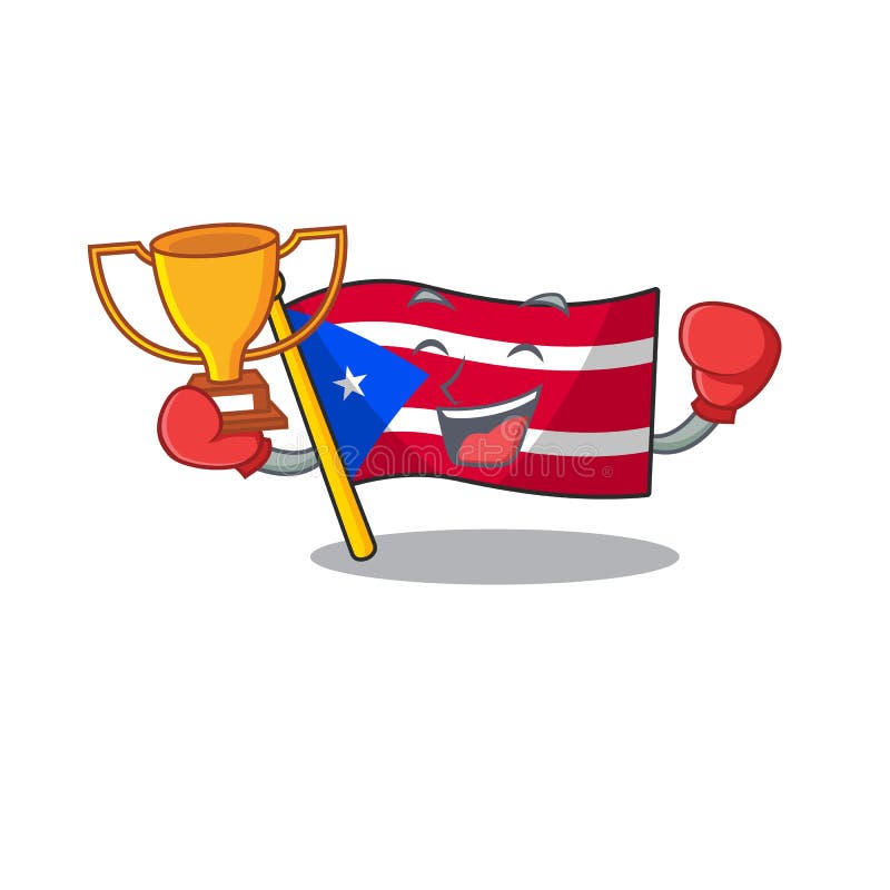 Boxing Winner Flag Puerto Rico the Mascot Shape Stock Vector ...