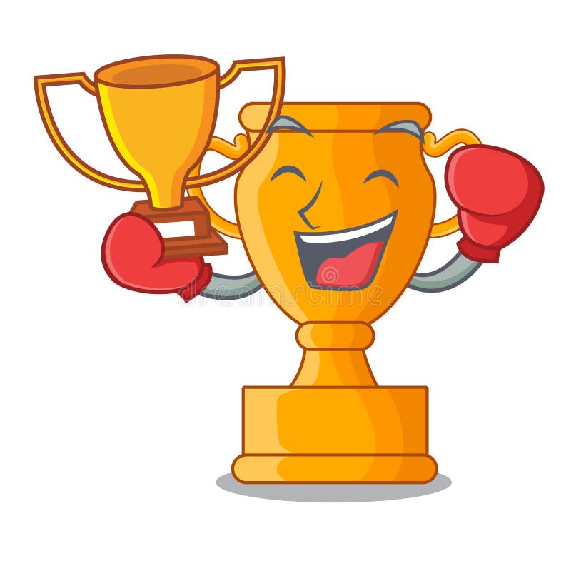 Boxing Winner Golden Trophy Cup Isolated on Mascot Stock Vector ...
