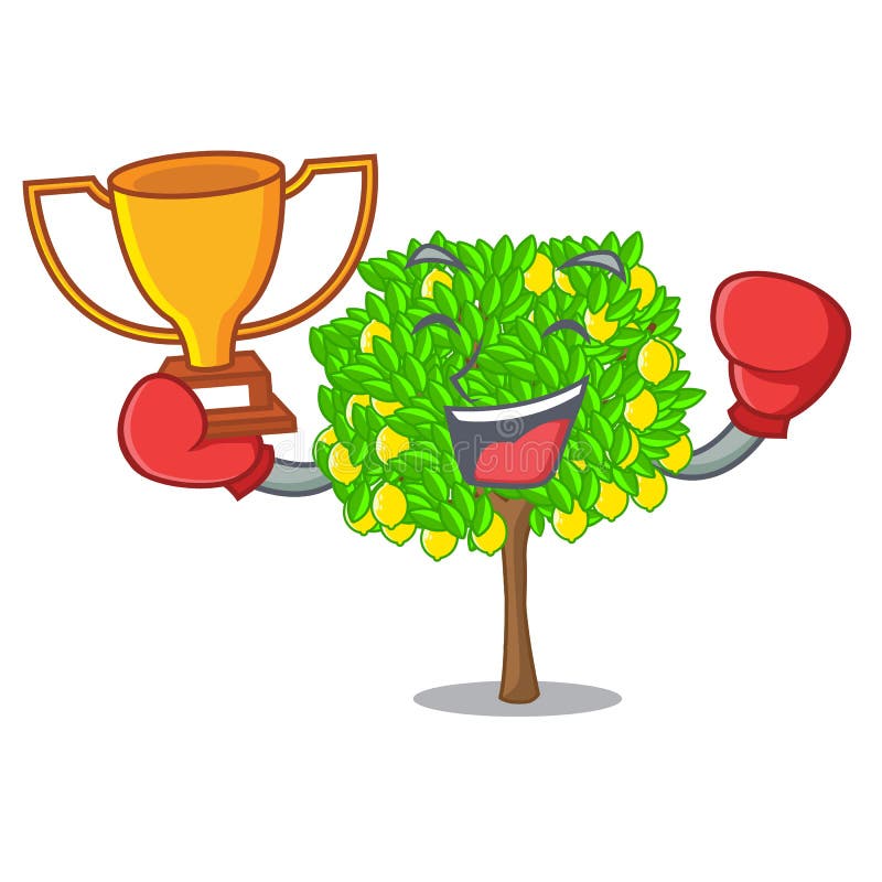 Boxing Winner Lemon Tree in the Pot Character Stock Vector ...
