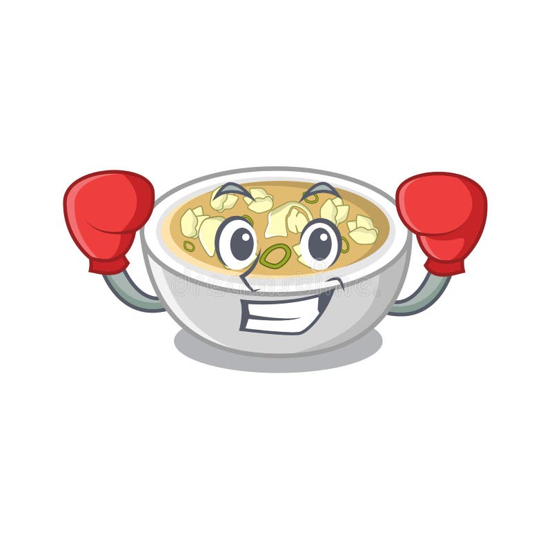 Boxing Wonton Soup in the Mascot Shape Stock Vector - Illustration of ...