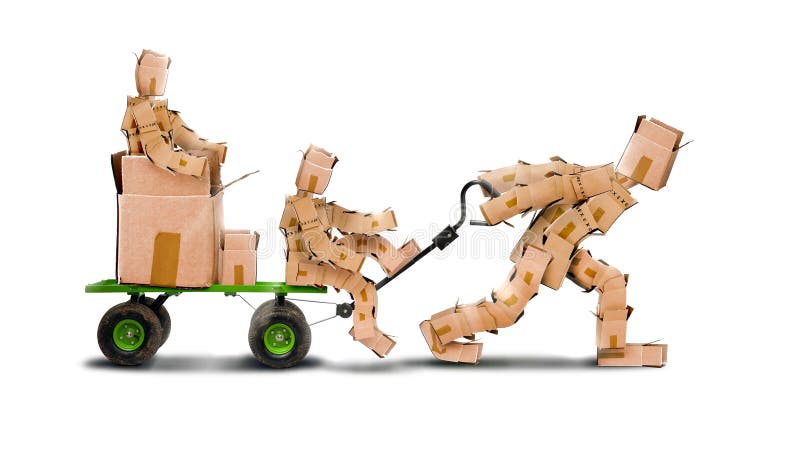 Boxman, Das Boxkids Auf Laufkatze Zieht Stock Abbildung - Illustration ...