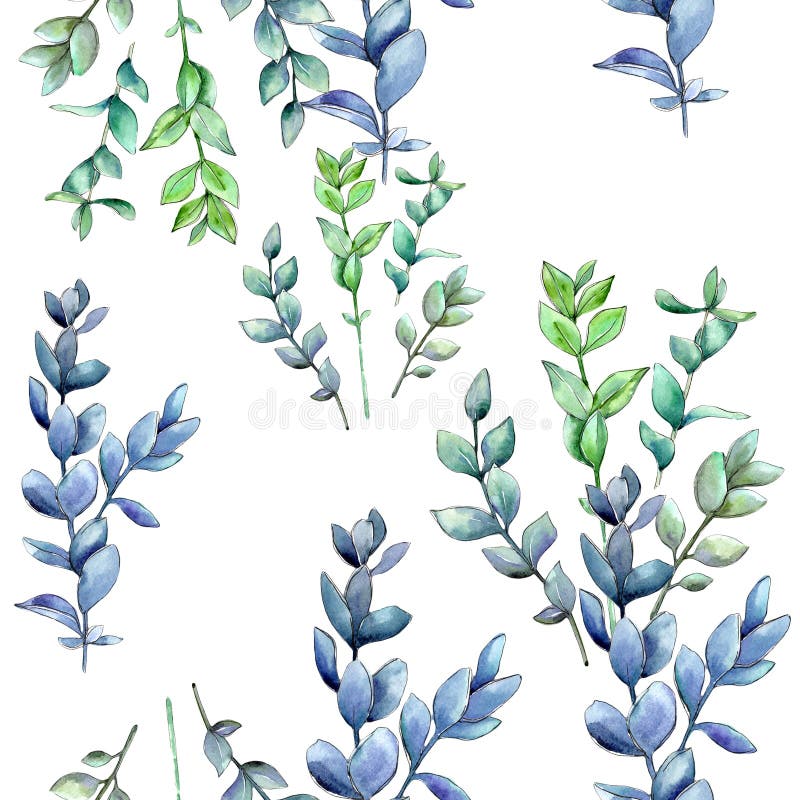 Boxwood Leaves Pattern in a Watercolor Style. Stock Illustration ...