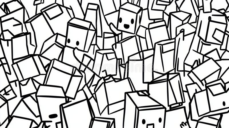 Boxy Crowd stock illustration. Illustration of whimsical - 367679485
