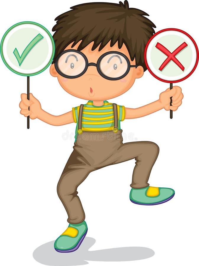 Boy with Wrong Sign and Girl with Right Sign Stock Vector ...