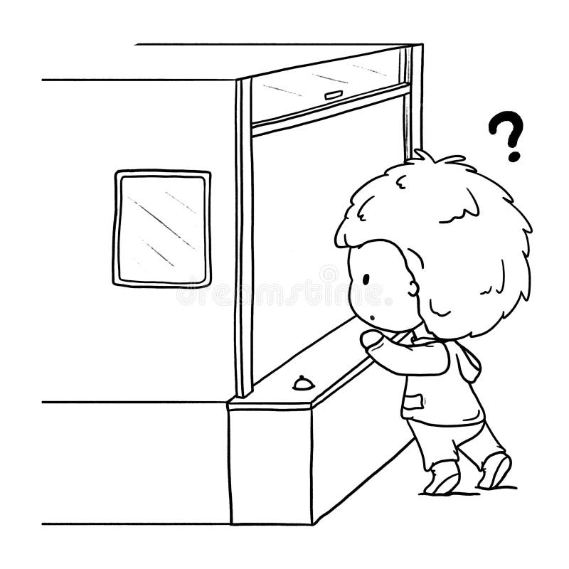 Little Boy Tiptoes Asking at Counter Cartoon Illustration, Information ...