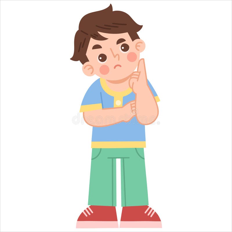 Illustration of a Little Boy Thinking Stock Illustration - Illustration ...