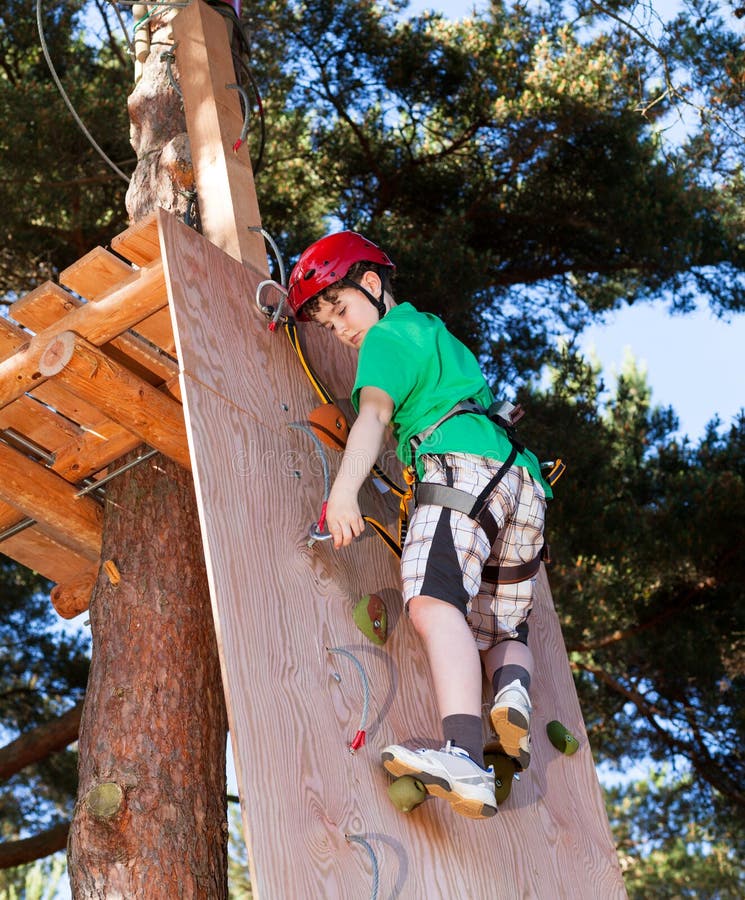 Boy in adventure park stock photo. Image of excited, extreme - 50909458