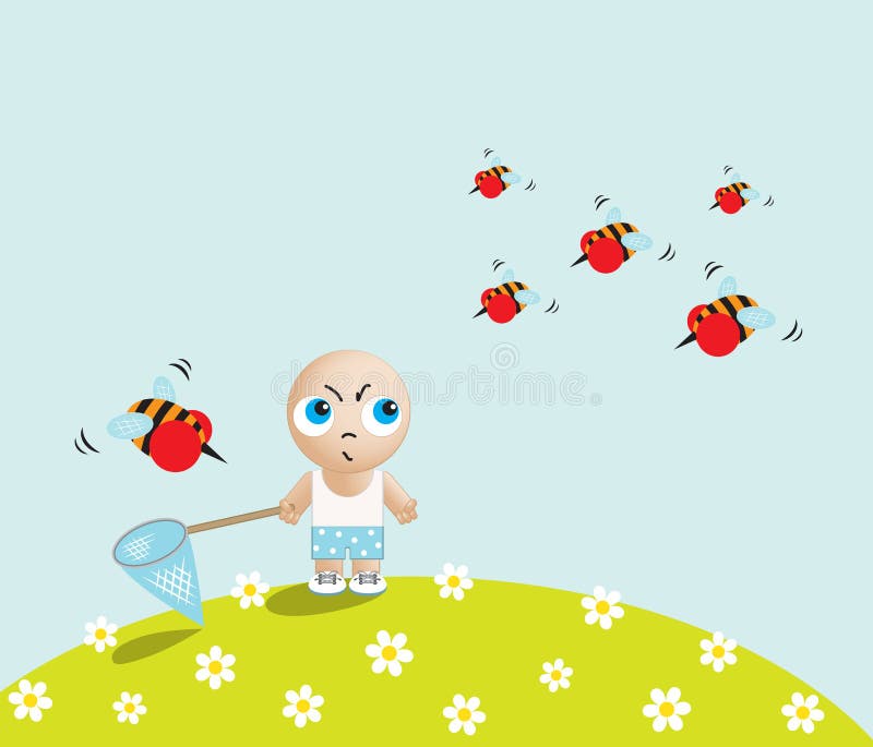 Angry bees stock illustration. Illustration of cute, flying - 39175340