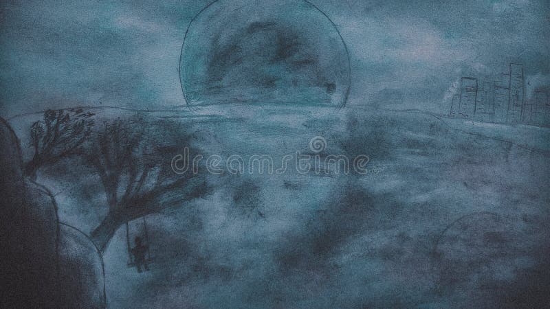 A Boy Alone Looked Moon in a Night Time Stock Image - Image of text ...