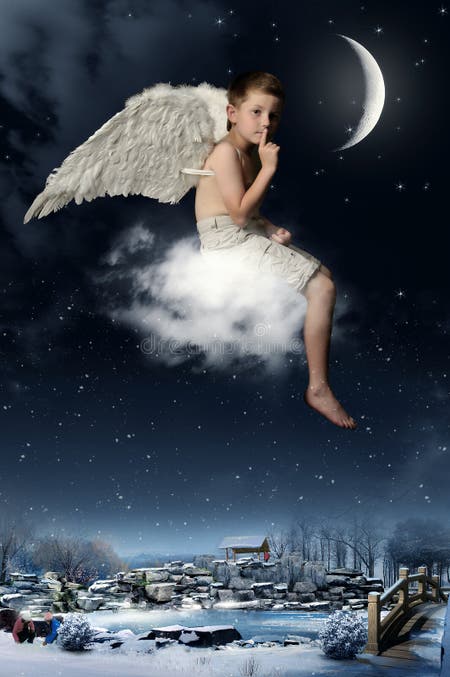 The boy-angel stock image. Image of card, evening, year - 11655307