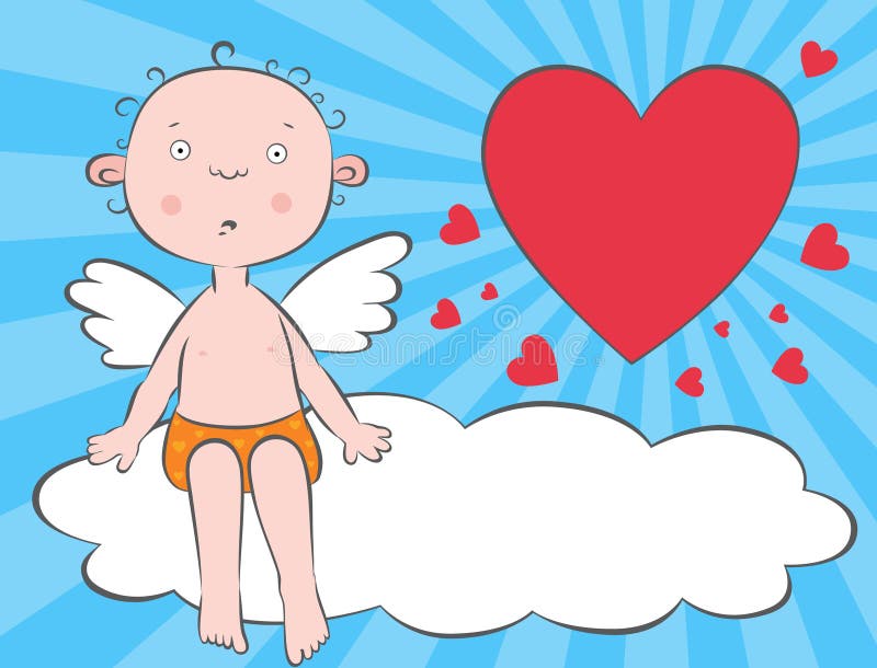 Boy angel on a cloud stock vector. Illustration of wings - 23027602