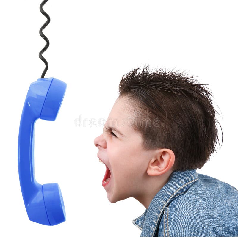 Boy in Anger with Blue Phone Stock Photo - Image of suffering ...