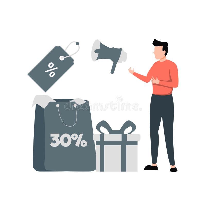 A Boy is Announcing 30 Discount Stock Illustration - Illustration of ...