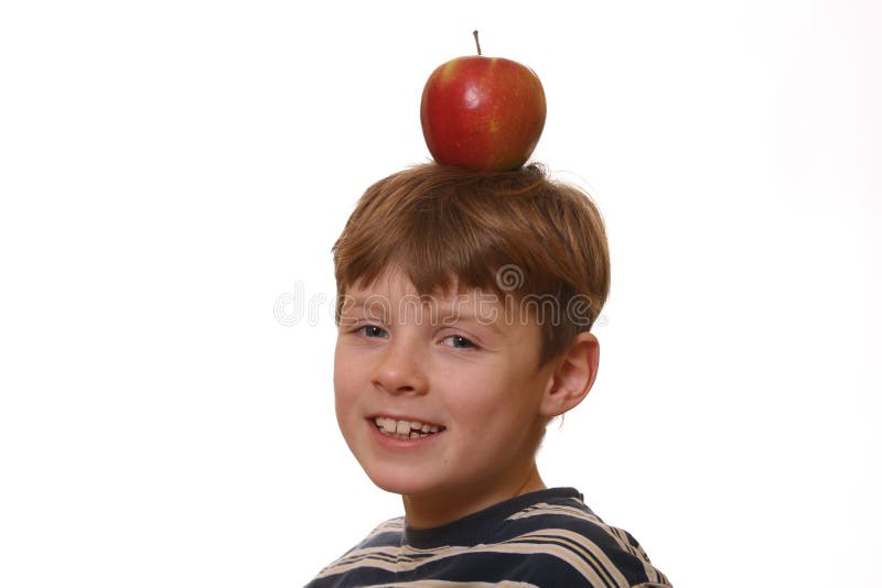 Boy with apple stock image. Image of child, hand, green - 12572633