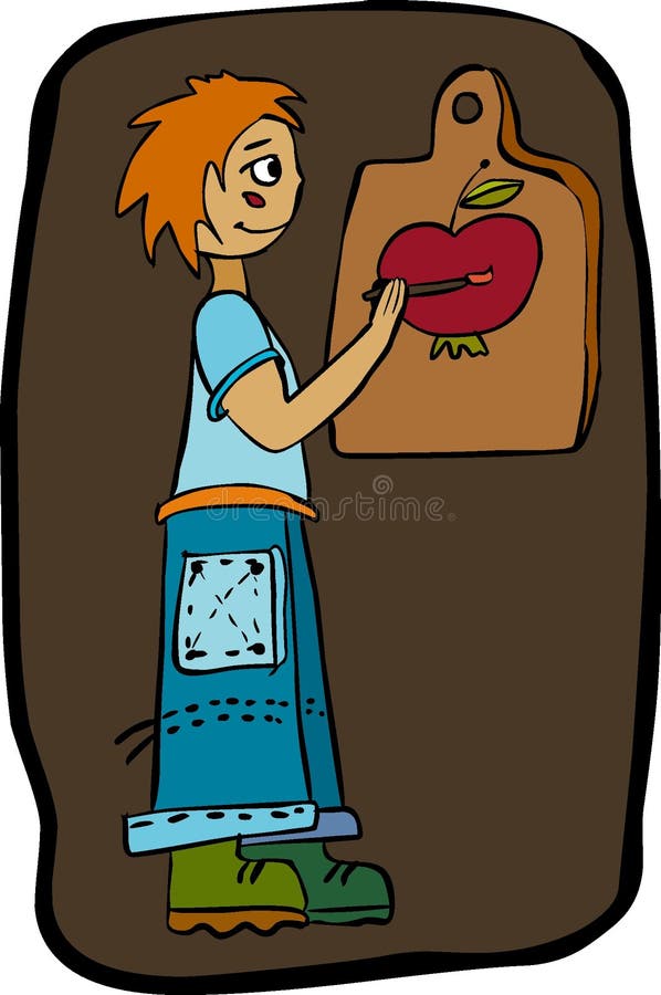 Boy and apple stock vector. Illustration of hobby, cartoon - 5918205