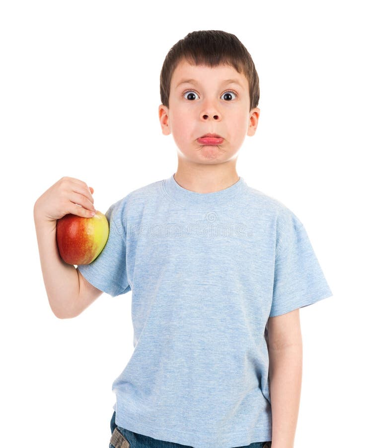 Boy with apple stock image. Image of beautiful, isolated - 33498037