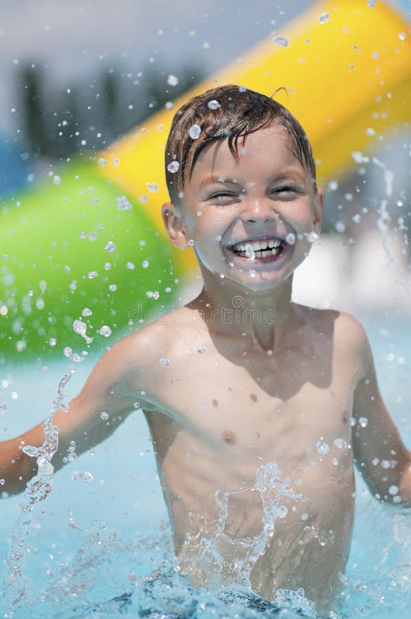 Boy at aqua park stock photo. Image of play, recreation - 42851968