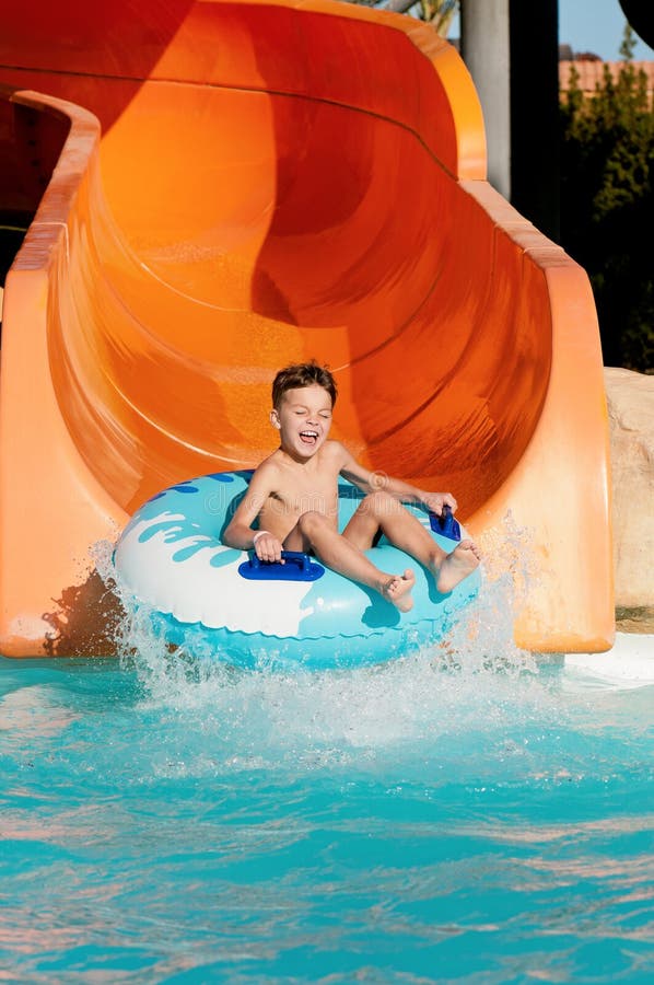 Boy at aqua park stock photo. Image of glad, pool, aqua - 43101500