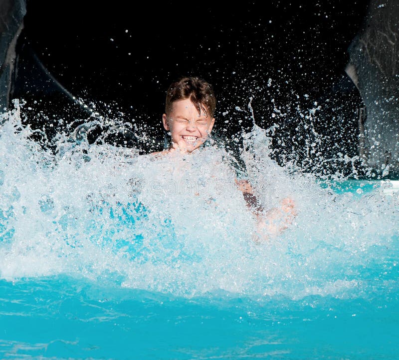 Boy at aqua park stock photo. Image of male, laughing - 51438660