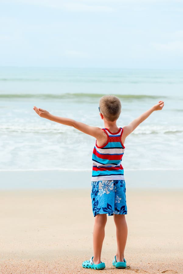 The Boy with Arms Stretched Out To the Sides Rests Stock Image - Image ...