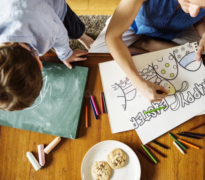 Boy Art Learning at Home with His Mom Concept Stock Image - Image of ...