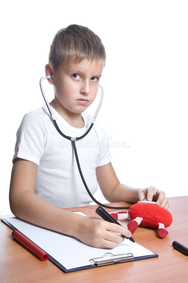 Boy As Doctor Isolated on White Stock Photo - Image of help, assistance ...