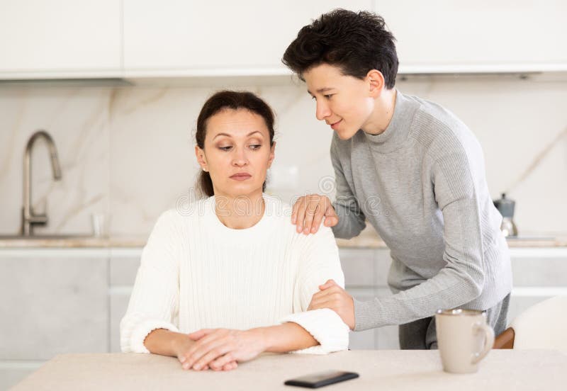Boy Asking Mother for Forgiveness Stock Photo - Image of love, 1214: ...